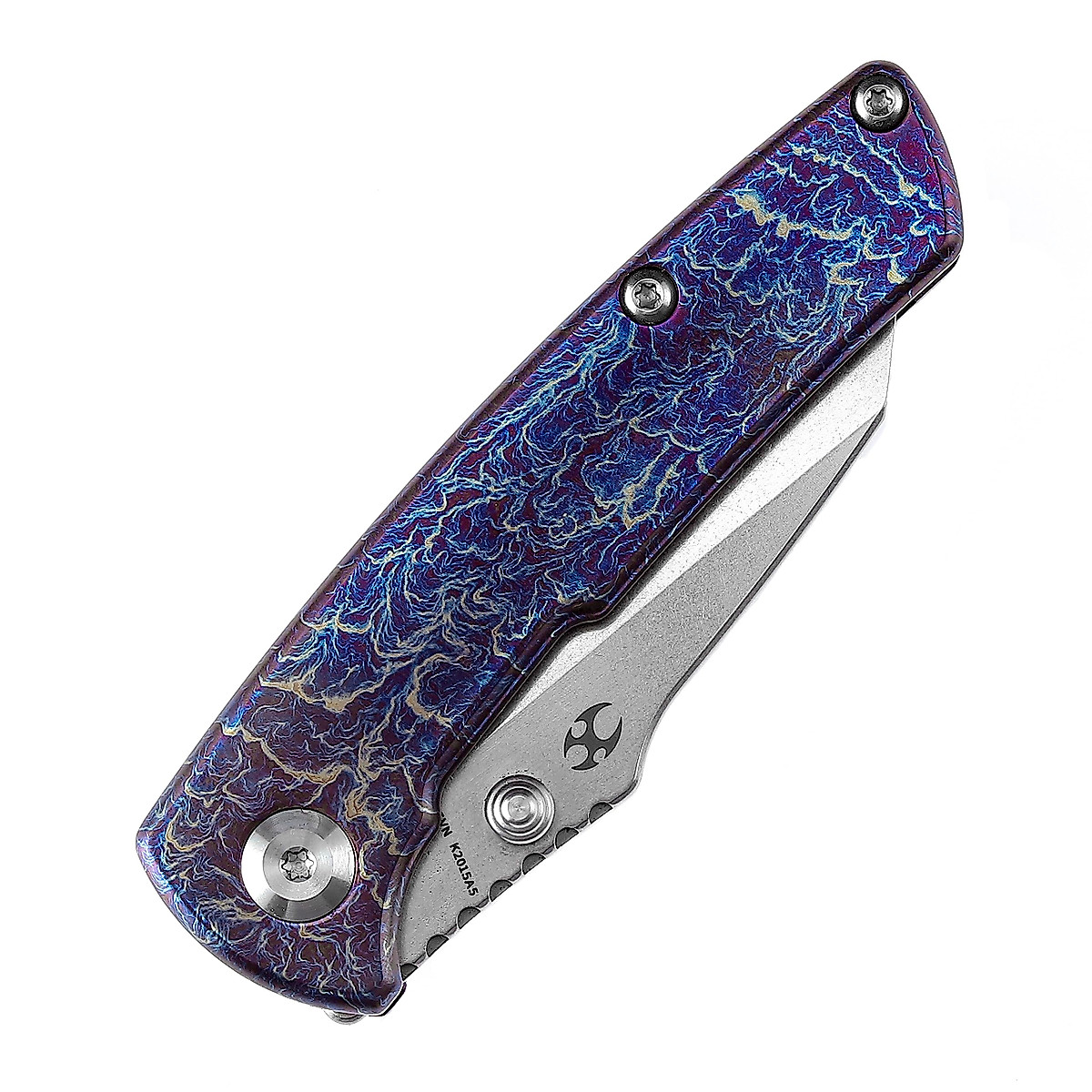 KANSEPT Mini Main Street Pocket Folding Knives EDC Pocket Knife 2.26'' S35VN Material Pocket Folding Knife with Lightning Strike Anodized Titanium Handle EDC Box Opener K2015A5