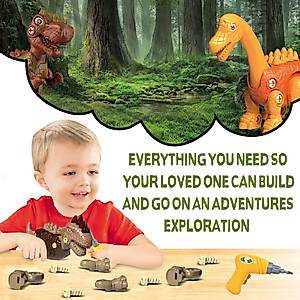Take Apart Dinosaur Toys for Boys Building Toy Set with Electric Drill Construction Engineering Play Kit STEM Learning for Kids Girls Age 3 4 5 Year Old