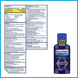 Mucinex Nightshift Cold & Flu Liquid 6 fl. oz. Relieves Fever, Sneezing, Sore Throat, Runny Nose, and Cough (Pack of 6)