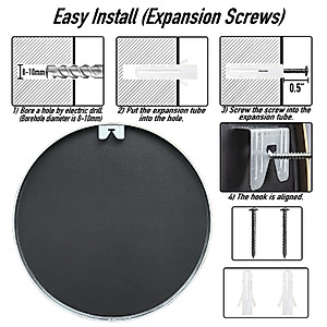 SCWF-GZ 20" Round Mirror Circle Wall Mounted Hanging or Against Wall Metal Frame Dressing Make-up Mirrors for Entryway Bedroom Bathroom Living Room 20 inch Gold