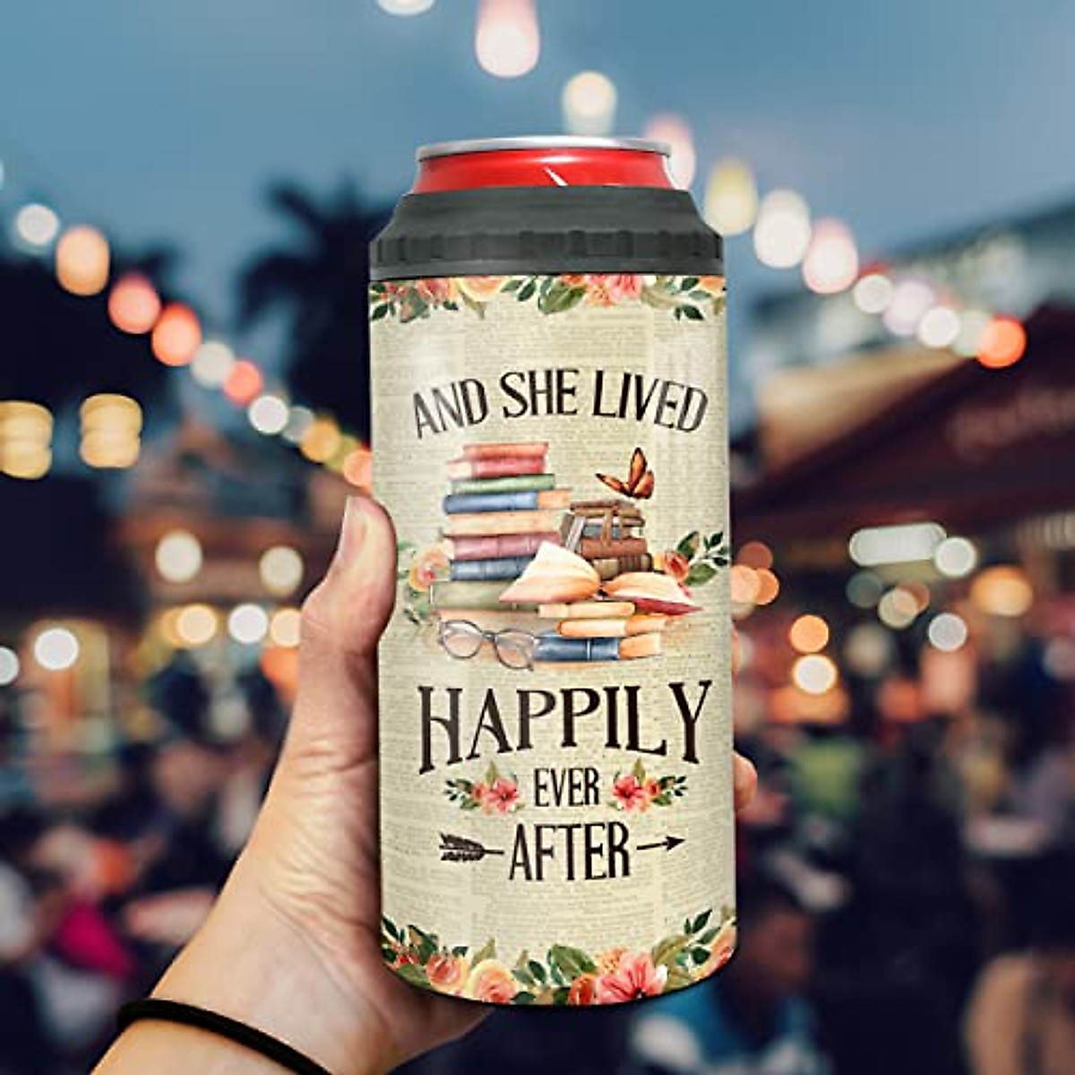 winorax Book Lovers Gifts Just A Girl Who Loves Books Tumbler Can Cooler 4-in-1 Stainless Steel 16oz Travel Cups Birthday Christmas Gifts for Women Girls Friends Book Lovers