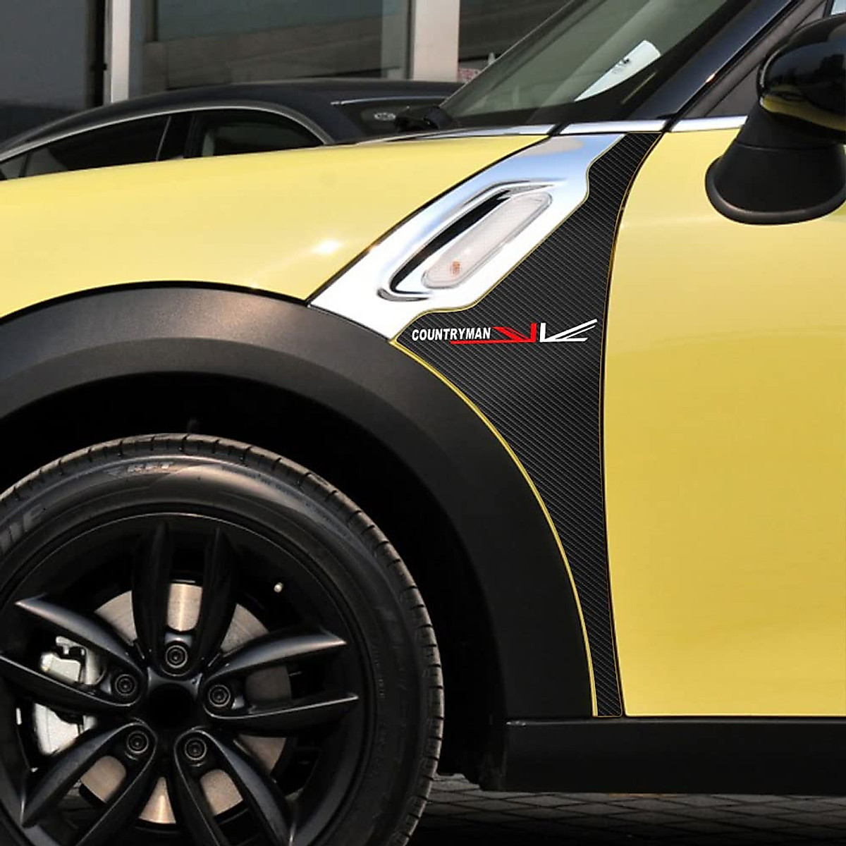 2pcs Fender Section Side Scuttles Vinyl Decal Stickers for Mini 1st Generation Countryman R60 2010-2016 (5D Carbon Fiber Pattern Black)