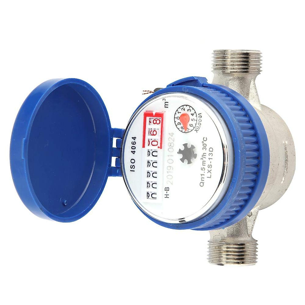 Water Flow Meter, Copper Mechanical Water Meter, Portable Water Flow Gauge, for Measuring Water Flow of Households or Gardens, with Mounting Accessories