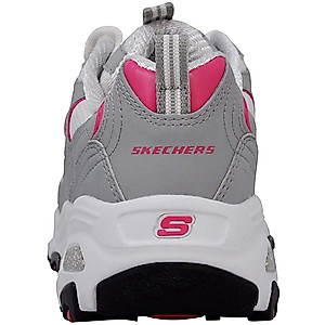 Skechers Women's D'Lites Original Lace-Up Sneaker, Grey/Pink, 8 W US