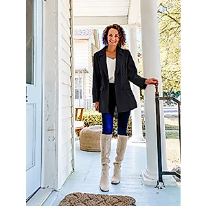 OUGES Womens Black Blazer Jackets Casual Long Sleeve Lapel Collar Work Office Blazer Jackets(Black,Medium)