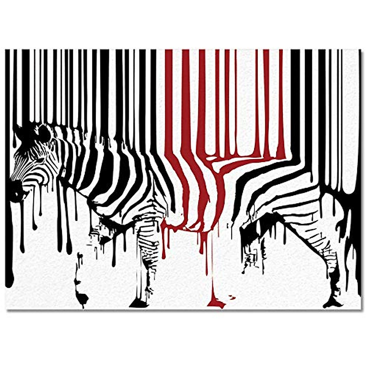 Outdoor Rug 4'x6' Area Rug for Bedroom Decor Living Room Decor, Non-Shedding Boho Carpet Floor Mats Entryway Foyer Kitchen Rugs, Funny Zebra Black and Red Home Decor Bathroom Rugs