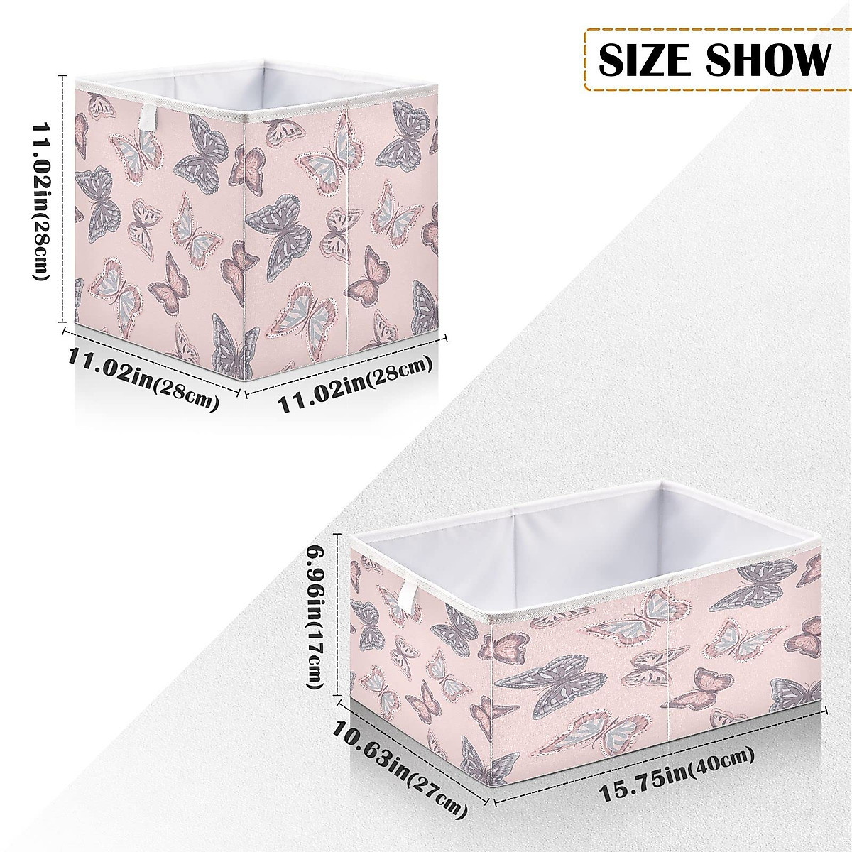 Cube Storage Bin Beautiful Butterflies Foldable Storage Basket Toy Storage Box for Home Organizing Shelf Closet Bins, 11 x 11 x 11-Inch