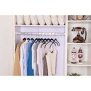 Quality Hangers 50 Pack - Heavy Duty Anti Rust Plastic Clothes Hangers, Space Saving Closet Hangers with Chrome Swivel Hook, Functional Non-Flocked Hangers, Black