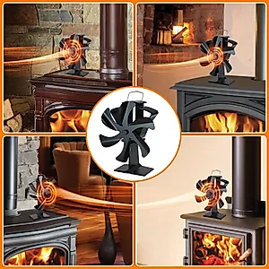 Tomersun Wood Stove Fan - 6 Blade Heat Powered Wood Burning Stove Accessory