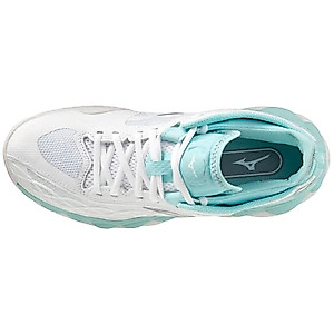 Mizuno Women's Enforce Tour Tennis Shoe, White Turquoise, 8