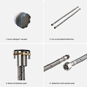 KIBI F201 Stainless Steel Single Handle Bathroom Sink Faucet with Pop-Up Drain, High Arc Spout | Corrosion-Resistant with Smooth Operation and Steady Water Flow | Brushed Nickel Finish