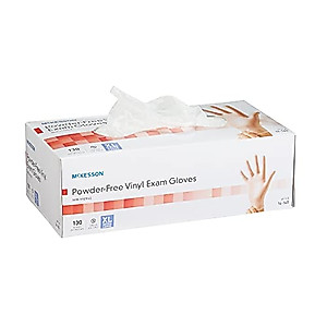 McKesson Powder-Free, Vinyl Exam Gloves, Non-Sterile, XL, 130 Count, 1 Box