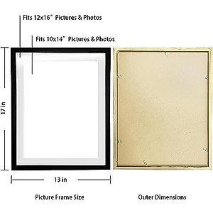Betionol Picture Frame Set of 2, Display 12x16in/30x40cm Diamond Painting Pictures or Photos, Black and White Natural Solid Wood Diamond Painting Frame with Plexiglass, Back Mat And Hanging Kit