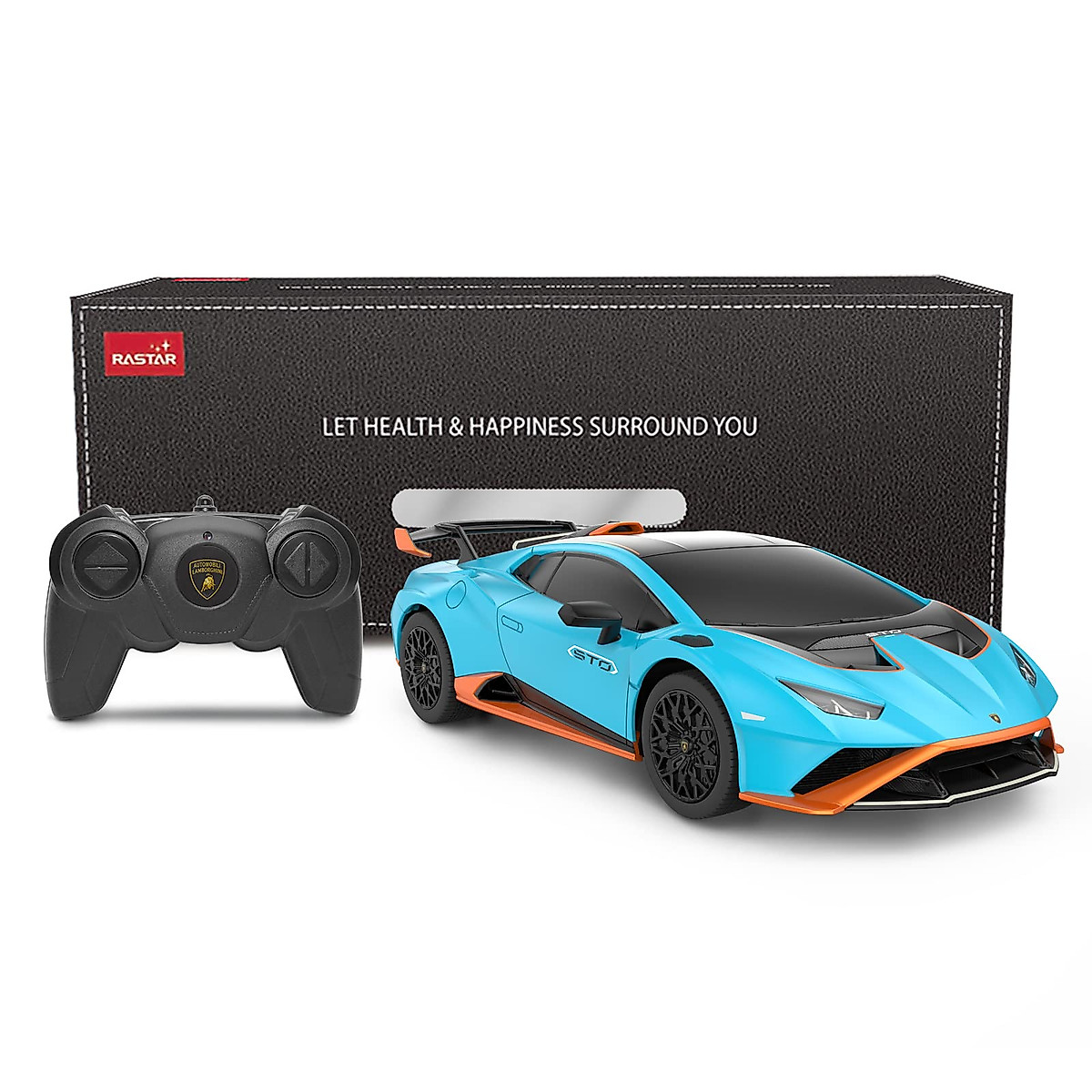 RASTAR by Lamborghini Huracan STO RC Car 1:24 Scale Remote Control Toy Car, R/C Model Vehicle for Kids Black RC - Blue
