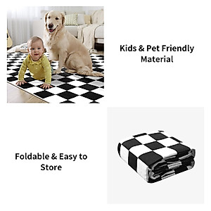 Terrug Black and White Checkered Rug for Living Room Bedroom, 5x7 Soft Washable Area Rug with Non Slip, Low Pile Stain Resistance Carpet for Kids Room Entryway Kitchen Dorm