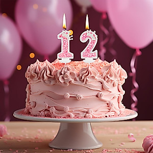 DAJISI 2.95 Inch Birthday Candle for Cake, Pink Birthday Candles Number Candles for Birthday Cakes with Crown Large Sparkler Candles for Cake Topper Decoration (Pink Crown 5)