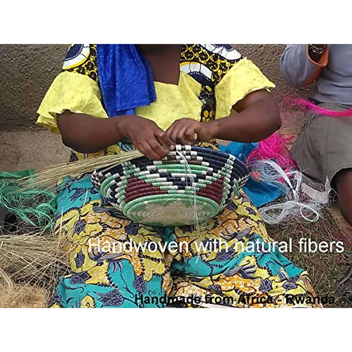 Hand Woven African Basket - Small - 8 Inches Sisal & Sweetgrass Basket - Woven Bowl - Handmade in Rwanda, SRB114