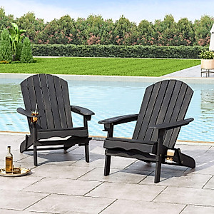 Christopher Knight Home Duncan Outdoor Acacia Wood Folding Adirondack Chairs (Set of 2), Dark Gray