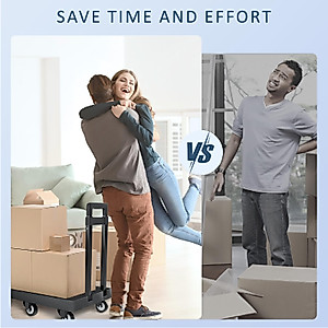 CasaCulina Folding Hand Truck, 500 LB Heavy Duty Folding Truck Dolly Cart, Portable Extendable Base Collapsible Luggage Cart with 6 Wheels & 2 Elastic Ropes for Moving Travel Shopping Airport Office