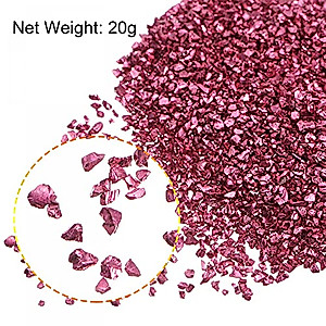 uxcell 20g Crushed Glass Chips, 1-3mm Irregular Metallic Glitter Glass for Craft DIY Jewelry Vase Filler Epoxy Resin Decoration Red
