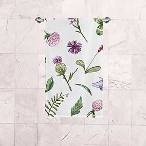 Vantaso Bath Hand Towels Set of 2 Purple Wild Flowers Soft and Absorbent Washcloths Kitchen Hand Towel for Bathroom Hotel Gym Spa