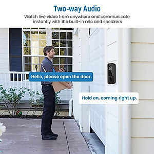 BITEPASS Smart Video Doorbell Camera Wireless with Ring Chime, AI Human Detection, 2-Way Audio, HD Live View, 2.4G WiFi, Night Vision, Cloud Storage, Battery Powered, Indoor Outdoor Surveillance