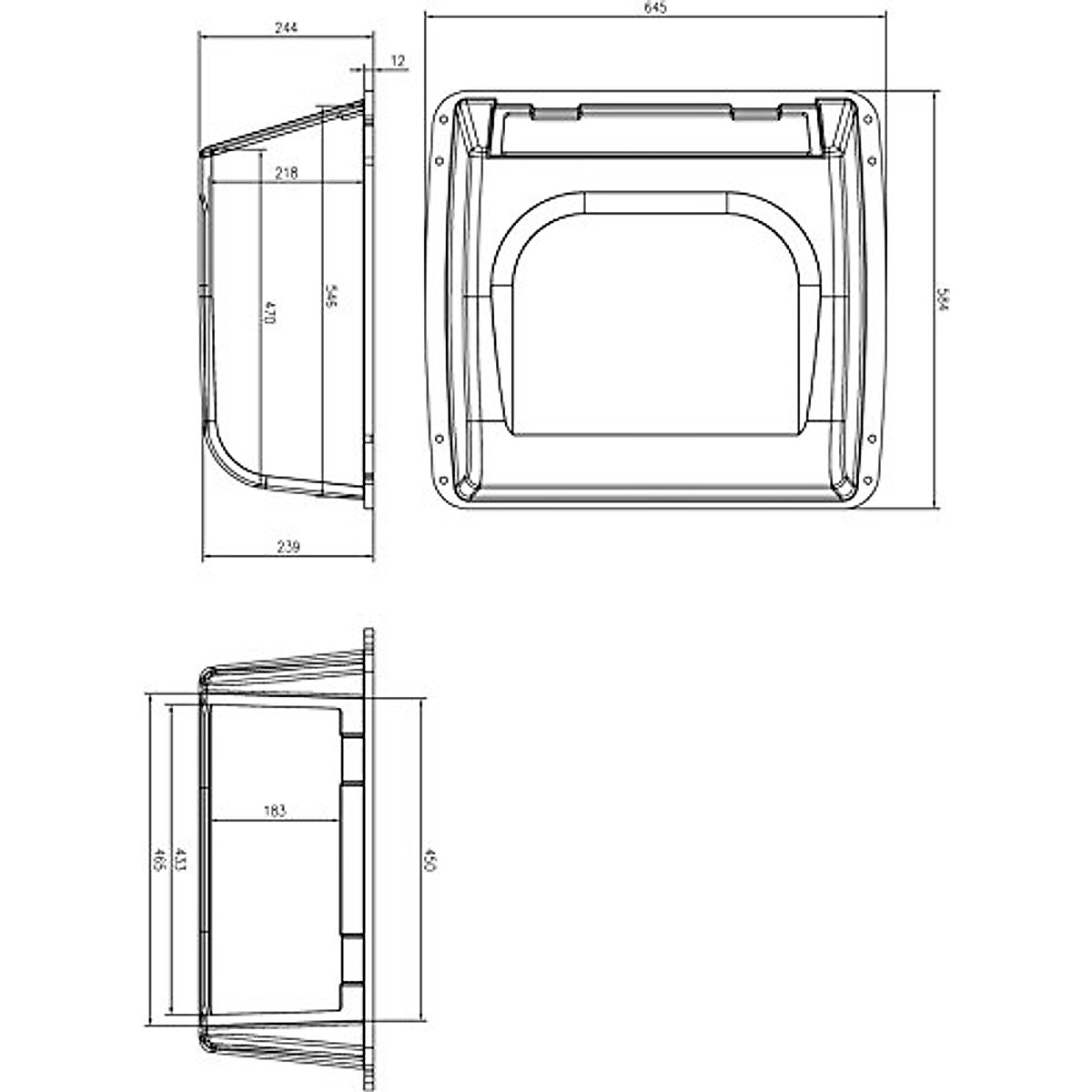 Dolphin T Tops Overhead Marine Electronics E Box ✮ Fishing Boat Tower Center Console Ebox ✮ Fiberglass ✮ Locking Smoked Glass ✮ Safe Stereo Radio Head Unit Storage ✮ Water Resistant ✮ 25"x23"x10"