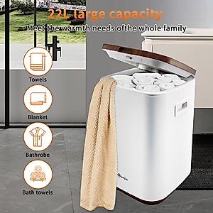 Qumox Towel Warmer Bucket, Large Towel Warmer with 3 Heating Modes, Heat Time 20/40/60 Min Adjustable, Auto Shut Off and Up to 24 Hour Delay Timer, Towel Heater for Oversize Bathrobes Blankets
