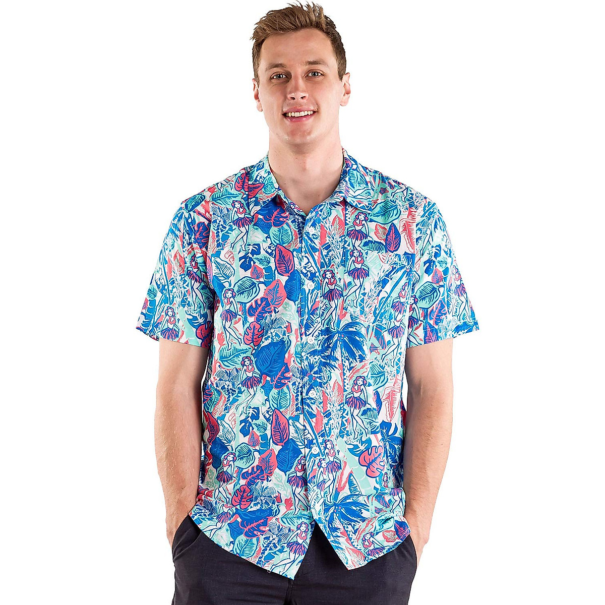 Tipsy Elves Men's Vacation The Island Breeze Hawaiian Shirt Size X-Large