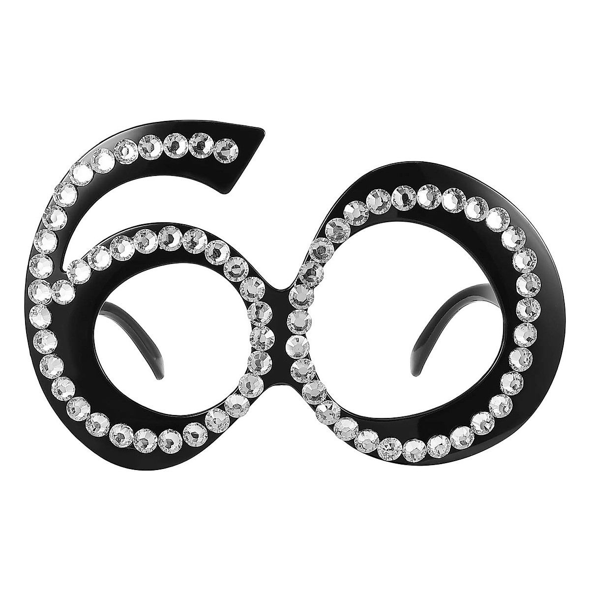 9 Pairs 60th Birthday Glasses Number 60 Crystal Frame Funny Costume Sunglasses Novelty Eyewear Celebration Decoration (Black)