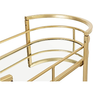 Displays2go Champagne Gold Drinks Trolley, Mirrored Glass Decks, Four Casters - Satin Finish (FSBEVCART5)