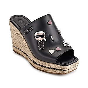 Karl Lagerfeld Paris Women's Corissa Slip on Espadrille Wedge Sandal, Deep Black, 9