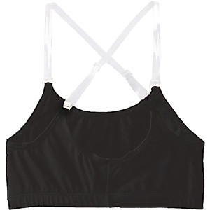 Clementine Apparel Girls Clear Detachable Straps Unpadded and Seamless Dance Bra, Big Girls (7 to 16), Size 12 to 14, Black