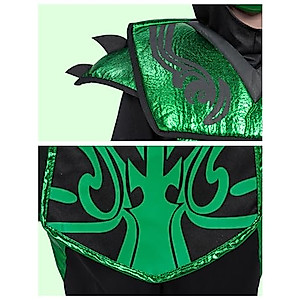 Spooktacular Creations Halloween Ninja Costume for Boys, Green Ninja Costume for Kids Ninja Themed Parties, Halloween Costume Dress Up (Small (5-7yr))
