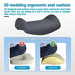 BOLISS Office Chair,with Thicken Seat Cushion Waist Support Adjustable Headrest Flipped Arms Erogonomic Office Desk Chair,Suilt for Home and Office-Black