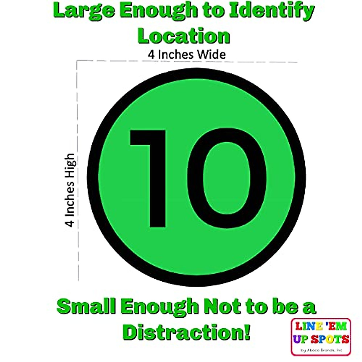 Classroom Floor Decals - 36 Multicolored Number Spots for Learning