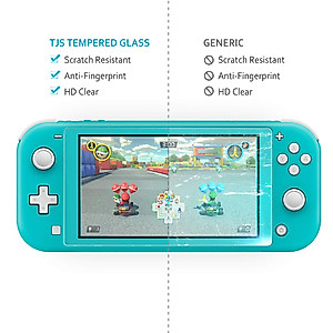 Nintendo Switch Lite Screen Protector, TJS [Tempered Glass] [2-Piece] [Works While Docking] - 0.3mm Thickness/Bubble Free/Ultra Clear/9H Hardness/Anti-Scratch/Shatterproof/Anti-Fingerprint (Clear)