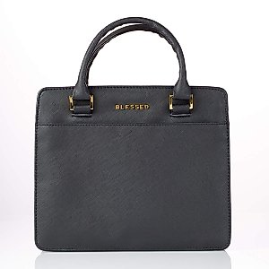 Blessed Purse Style Bible Cover for Women Black Faux Leather, Black Medium