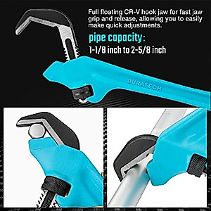 DURATECH 9-1/2 inch Hex Offset Wrench, Hex Pipe Wrench, CR-V Hook Jaw