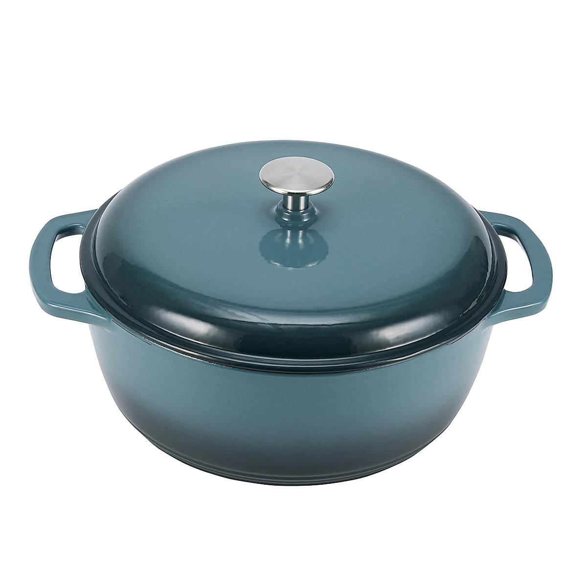 Amazon Basics Cast Iron Dutch Oven Pot with Lid, Enameled, Round, Dual Handles, Heavy-Duty, Medium, 6-Quart, Gray