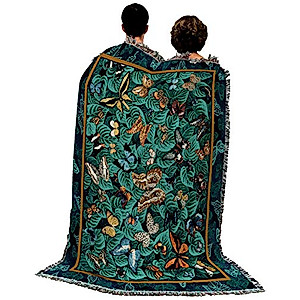 Pure Country Weavers Butterfly Dance Blanket by Elena Vladykina - Garden Floral Gift Tapestry Throw Woven from Cotton - Made in The USA (72x54)