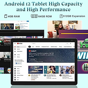 Android Tablet, 10 inch Tablets, 2GB+32GB Computer Tablet Support 512GB Expand, 2MP + 8MP Camera, IPS Screen, WiFi, Bluetooth, 6000mAh, Google GMS Certified Tableta