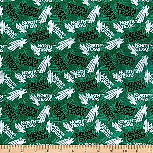NCAA North Texas Mean Green Tone On Tone Cotton Multi, Fabric by the Yard