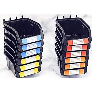 Pegboard Bins Kit 12 PACK Black Pegboard Parts Storage Tool Peg Borad Workbench Bins Organize Hardware,Attachments,Accessories (12 Pack)