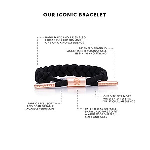 Rastaclat Braided Bracelet for Men and Women of All Ages - Lauryn Black/Peach Gold Bracelet | Adjustable Stackable Bracelet Braided by Hand (Small/Medium)