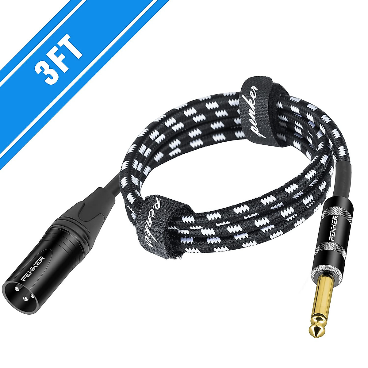 Penker XLR Cable,3ft 2 Pack Microphone Cable, XLR Male to Female Balanced Microphone Cord 3 pin, 3 Foot Short mic Cord,Black & Silver 2 Pack Design for XLR Male to Female