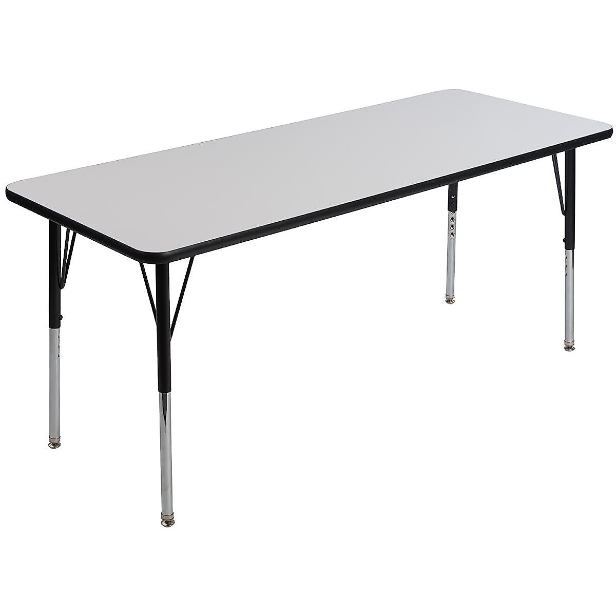 Displays2go Rectangular Office Table with Whiteboard Surface, Steel, Laminated Particle Board, & Melamine Construction – White Top, Black & Silver Legs (LCK2460WBS)