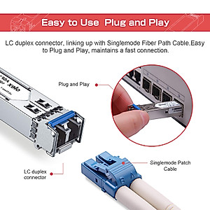 1000Base-LX/LH SFP Transceiver, 1.25G SFP LC Fiber Module, Gigabit Single Mode Mini GBIC, 1310nm SMF, up to 20km, for Cisco GLC-LH-SMD, Ubiquiti UF-SM-1G, Meraki, TP-Link TL-SM311LS and More