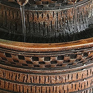 Indoor Waterfall Fountain Tabletop Fountains with LED Lights, Lighted Illuminated Waterfall Indoor Relaxation Fountains for Home Office Decor (Cascade Style 3)