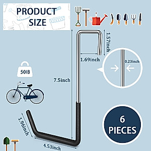 6 Pack Heavy Duty Rafter Hooks for Hanging Vinyl Coated Large S Hooks for Hanging Ladder Bike Hangers Garage Storage Organizer Black